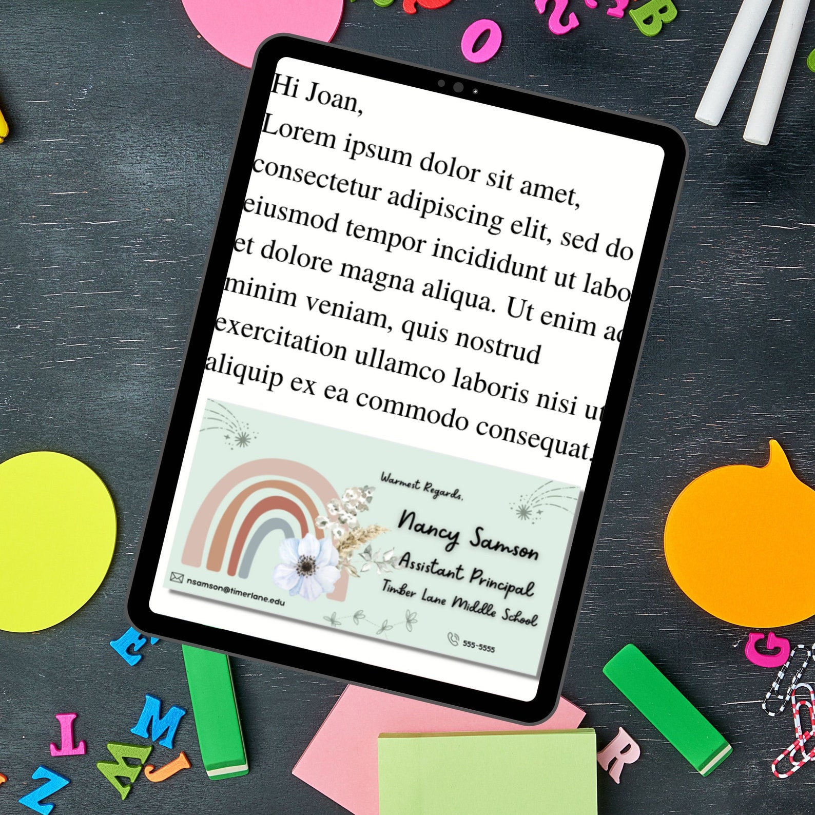 Rainbow Themed Email Signature Templates | Teacher Email Signature ...