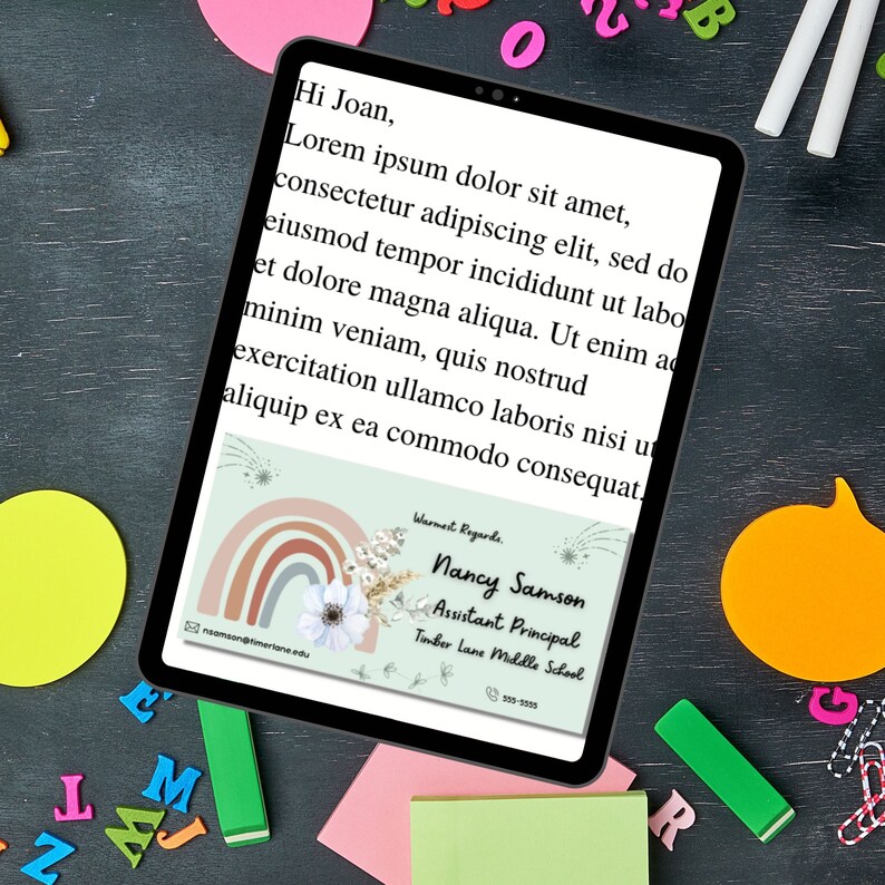 Rainbow Themed Email Signature Templates | Teacher Email Signature ...