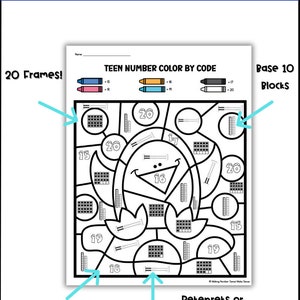 Winter Color by Number - Counting to 20 Teen Numbers and Subitizing ...