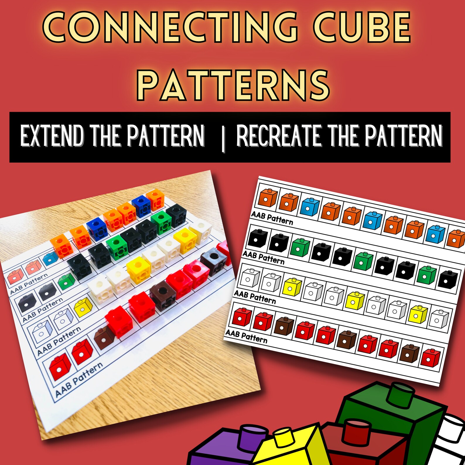 Connecting Cube Patterns Pattern Center Patterns Preschool Math ...
