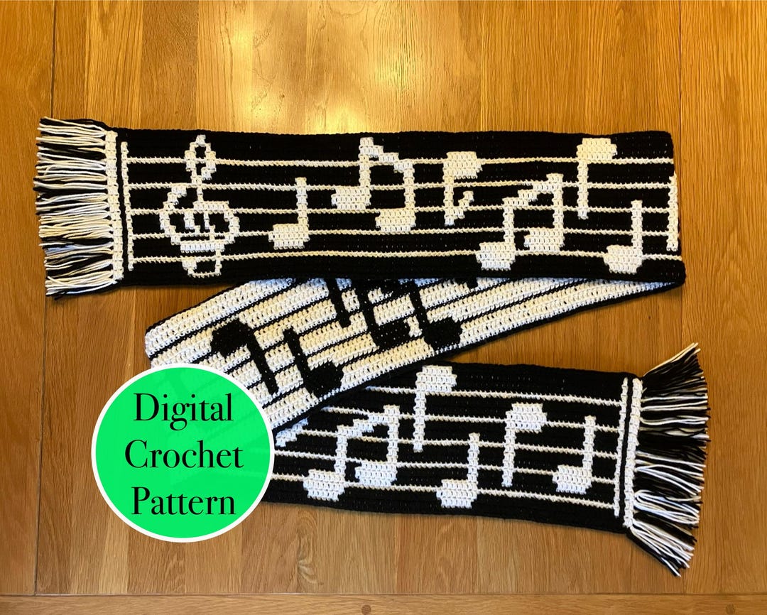 Music Scarf Crochet Pattern for Mosaic Overlay Crochet (english ...