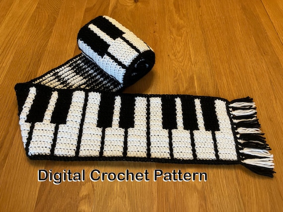Knitting Pattern Piano Scarf Piano Scarf Navy | Dant