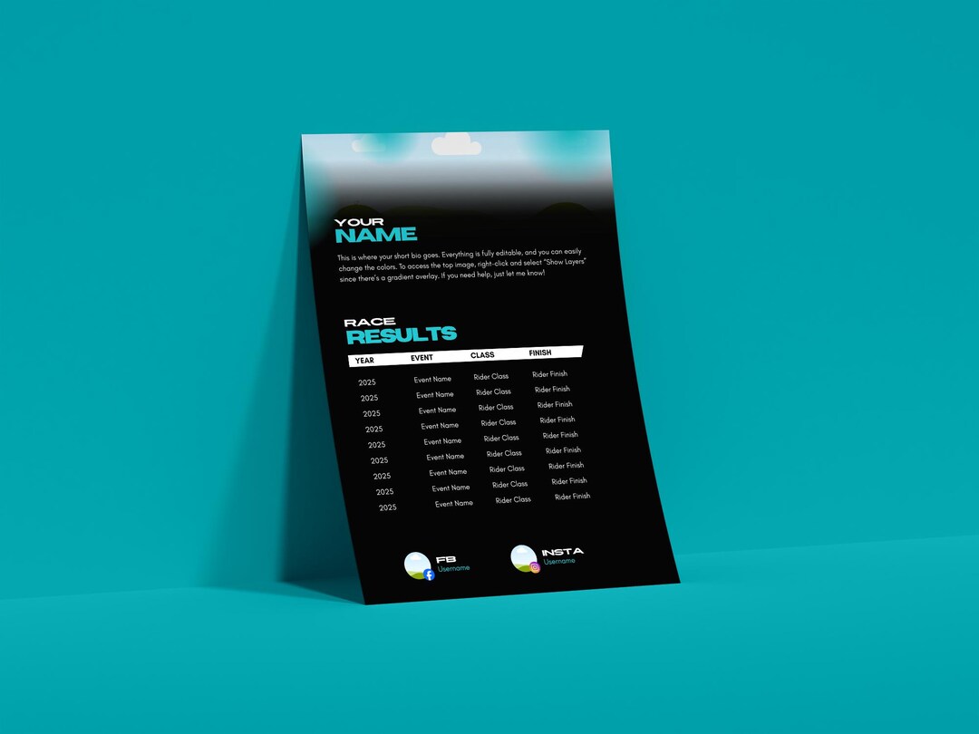 Motocross Resume Canva Template - Etsy