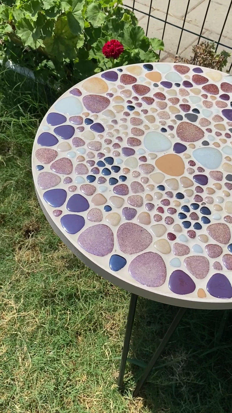 Handmade Ceramic Mosaic Coffee Table: Rustic Stone Side Table - Etsy