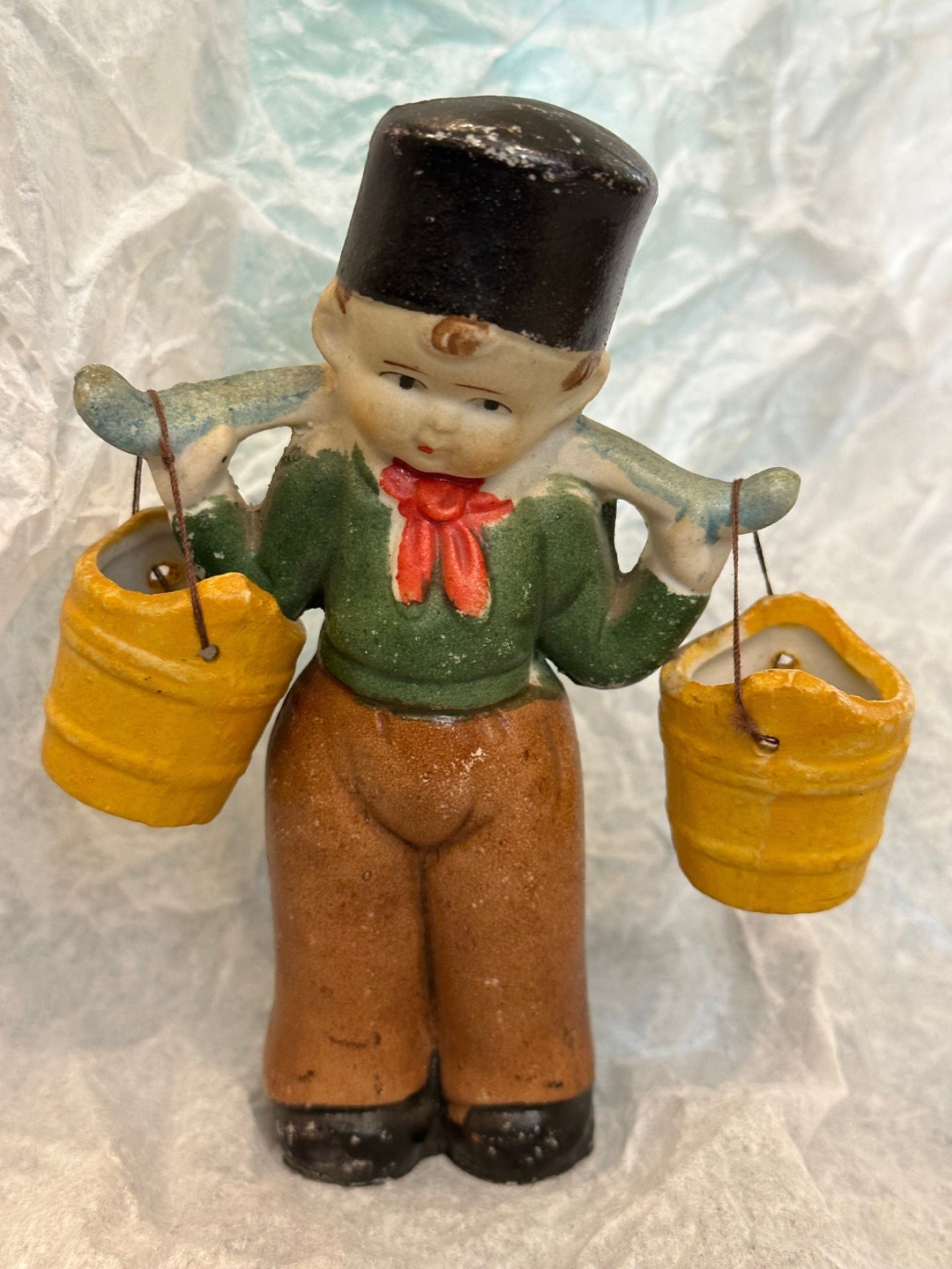 Frozen Charlotte Penny Doll Dutch Boy Pails Bisque Japan Antiq 4.5 ...