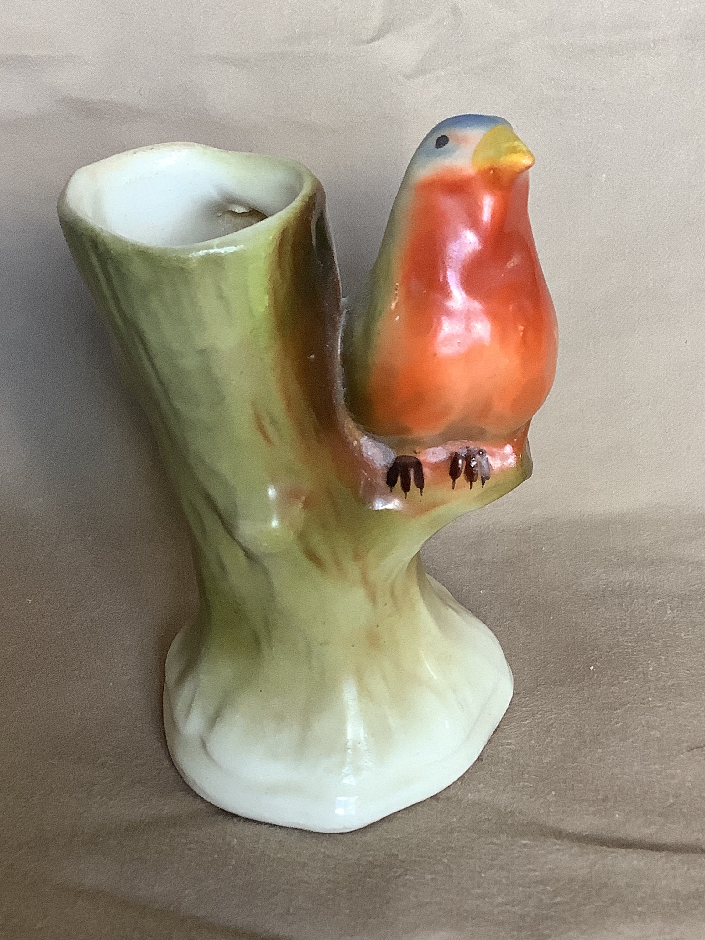 Antique 1930s Robin Czech Colorful Bud Vase Czechoslovakia Red Dime ...