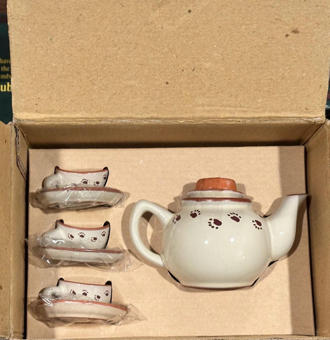 Vintage Boyds Bears Bearware Pottery Tea Set, Teapot 3 Cups & Saucers ...