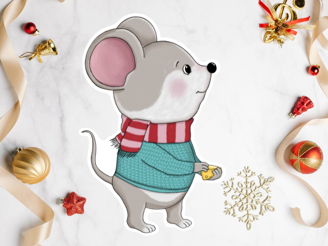 Christmas Mouse Sticker Kawaii Mouse Sticker Water - Etsy