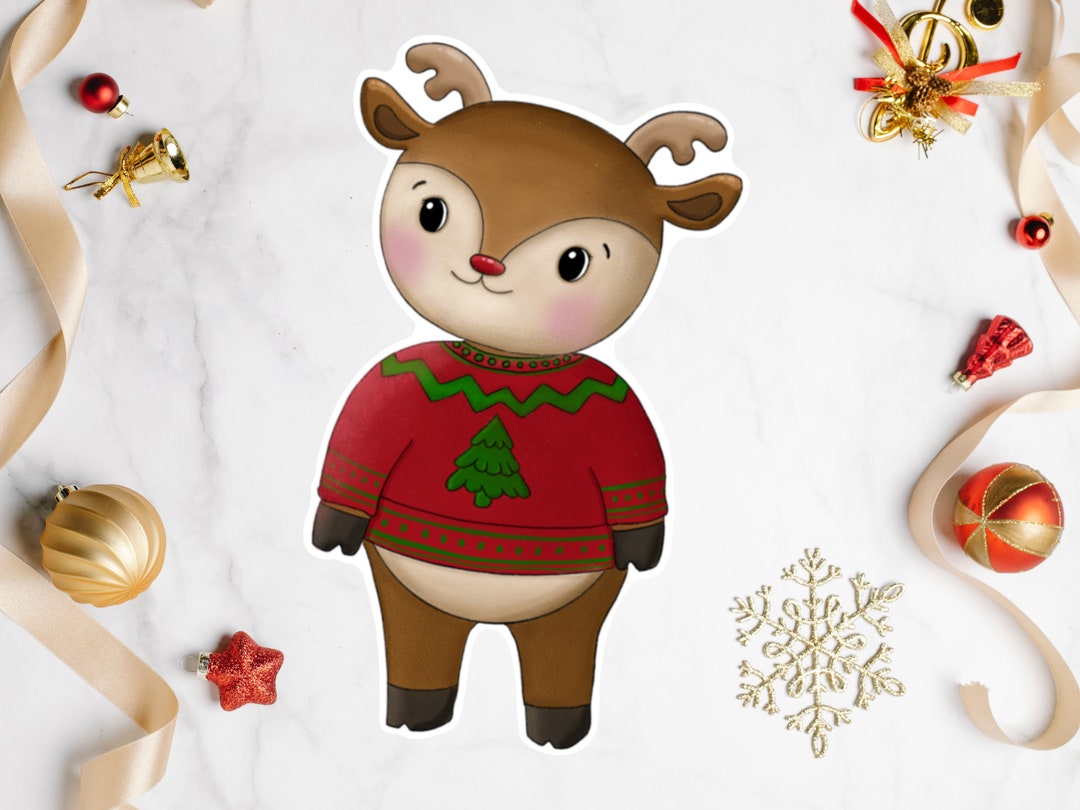 Christmas Rudolph the Red Nosed Reindeer Sticker Kawaii - Etsy