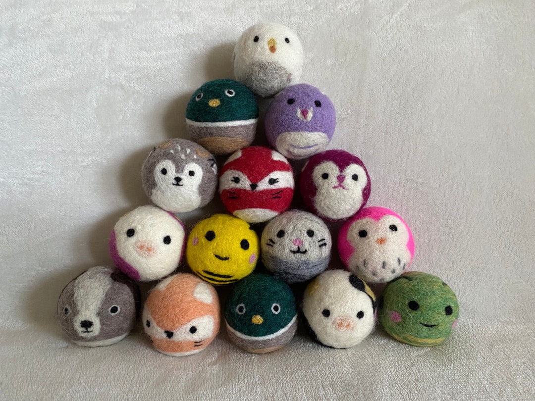 100% Wool Dryer Balls Cute Animal Handmade Reusable Biodegradable ...