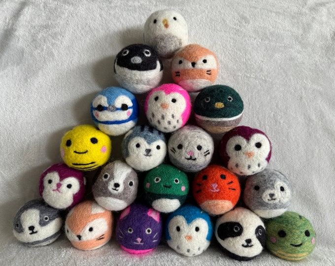100% Wool Dryer Balls - Cute Animal Handmade Reusable Biodegradable ...
