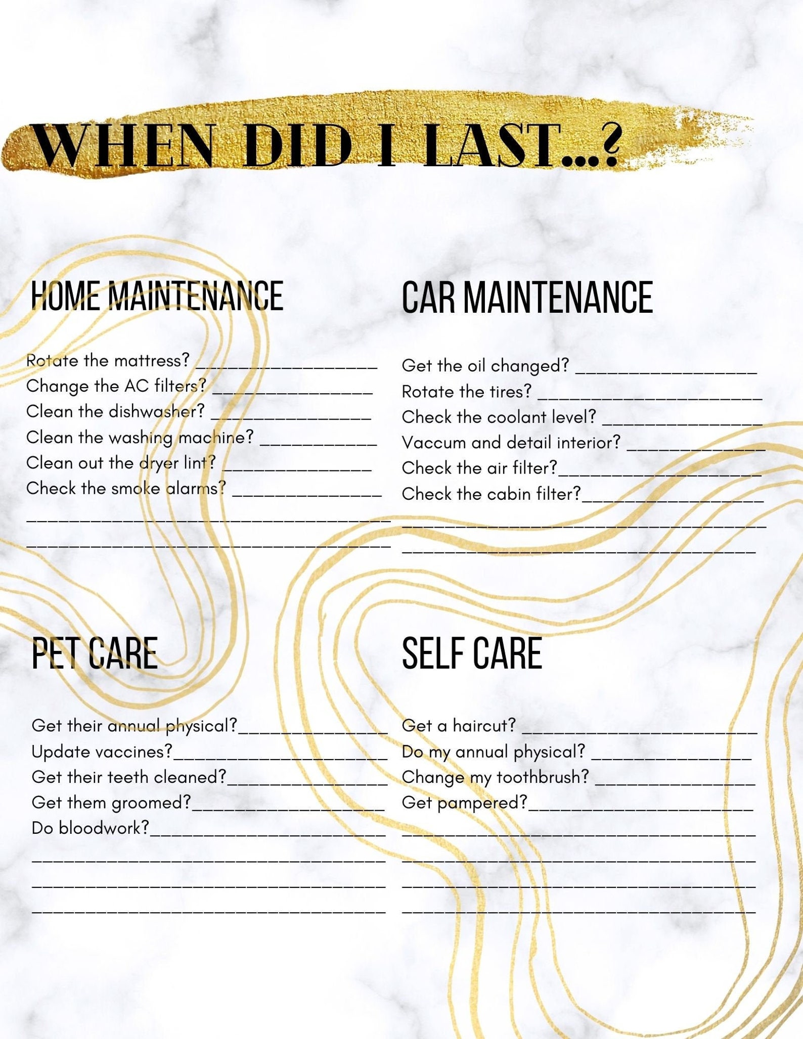 When Did I Last List - Etsy