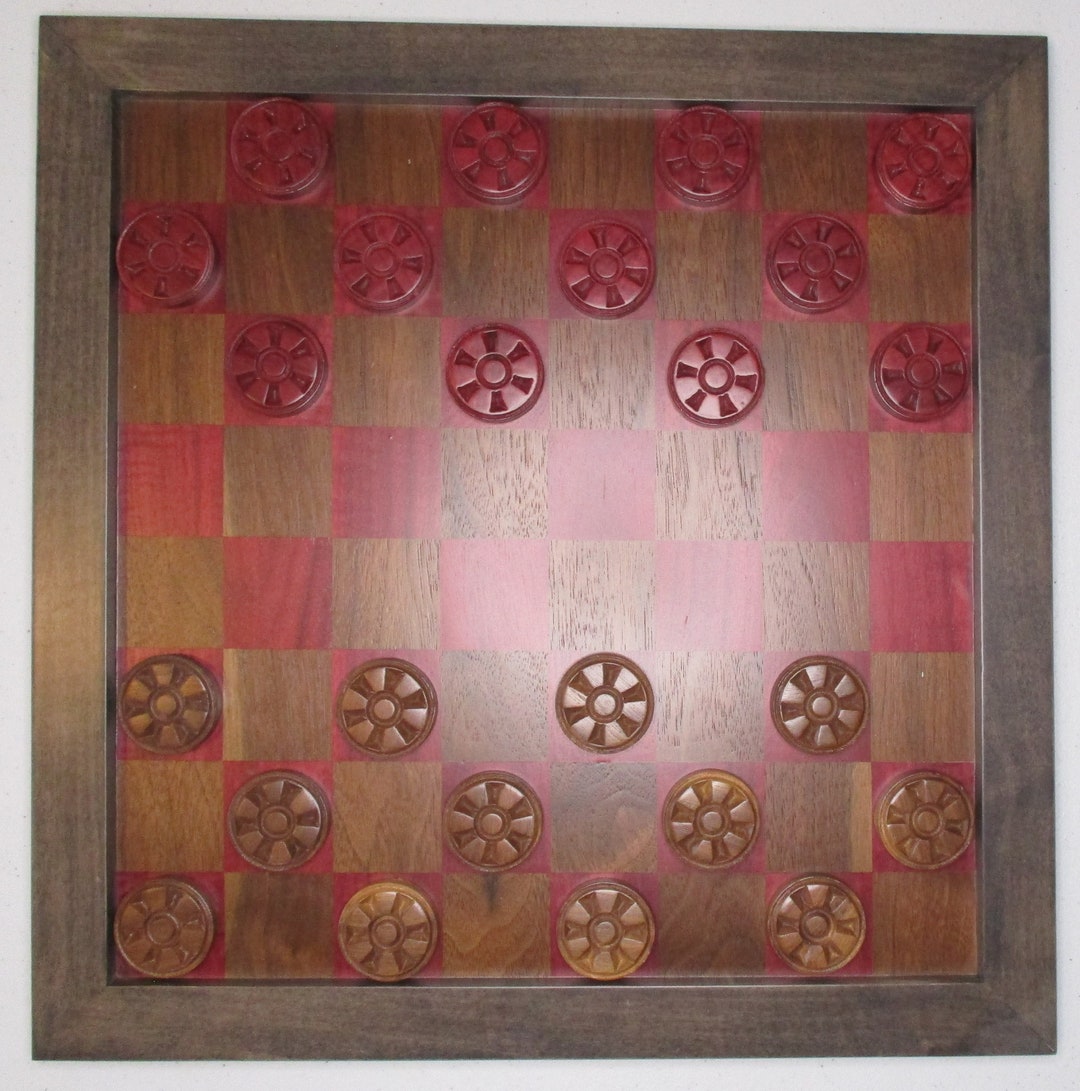 Handcrafted Checkerboard and Game Pieces - Etsy