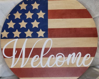 12" Patriotic Welcome Sign - Etsy
