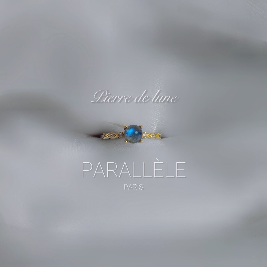 Gray Moonstone Ring Blue Reflection Solid Silver 925 Vermeil 18k Gold ...