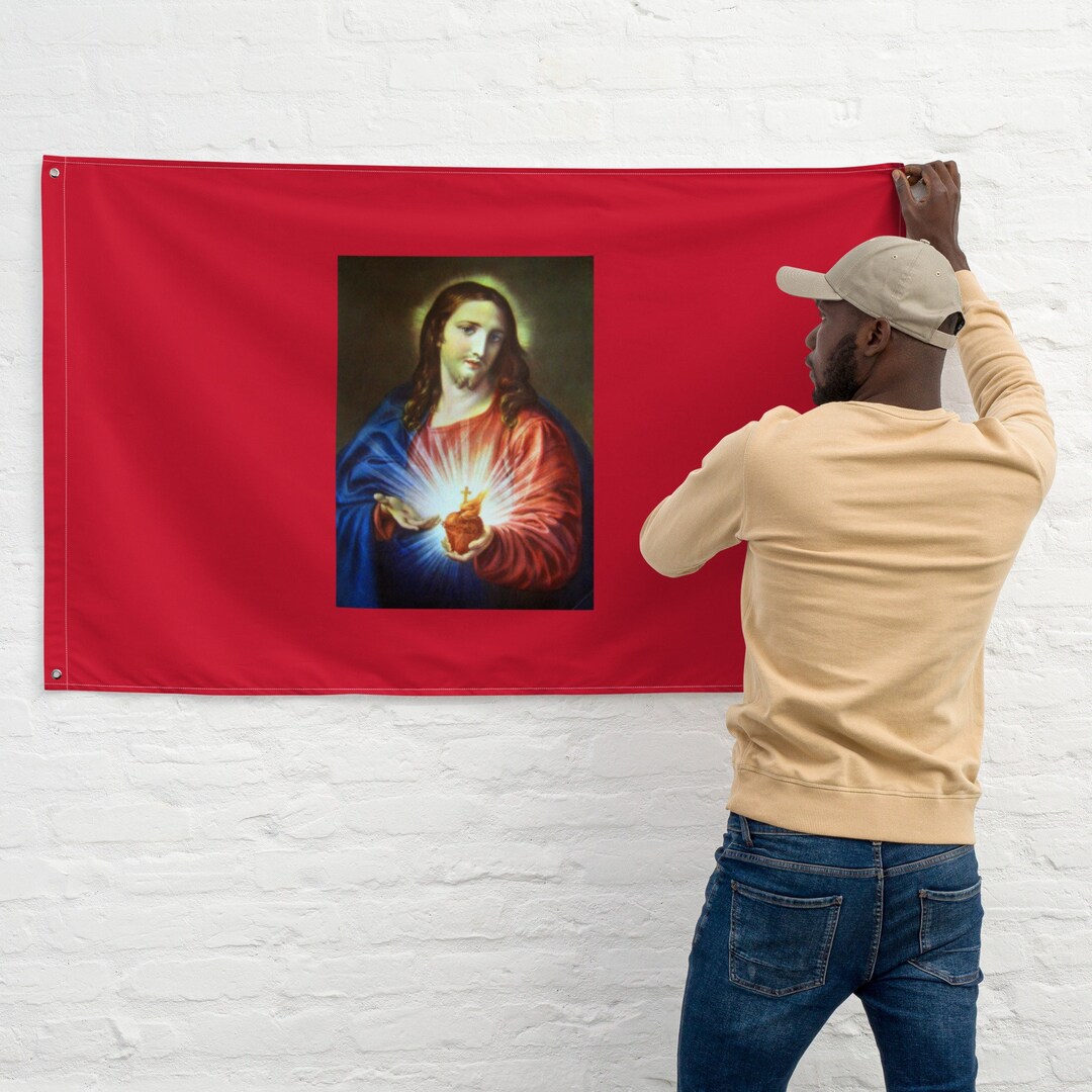 Sacred Heart of Jesus Flag - Etsy