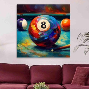 Eight Ball Billiard Ball Art Pool Table Room Décor Billiard Player Gift ...