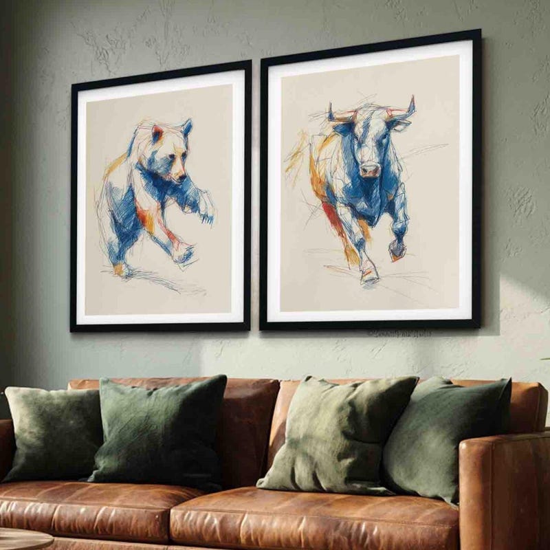 Bear and Bull Art Prints - Etsy