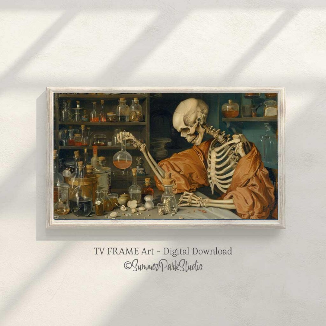 Skeleton in Laboratory Art for TV: Scary Halloween Digital Download ...