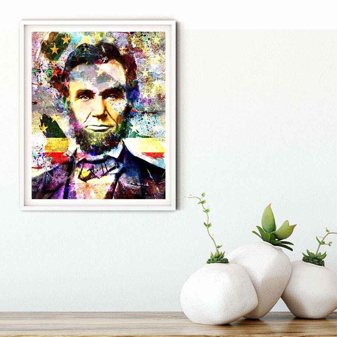 Abraham Lincoln Wall Art Abe Lincoln Print Paper or Ready-to-hang ...