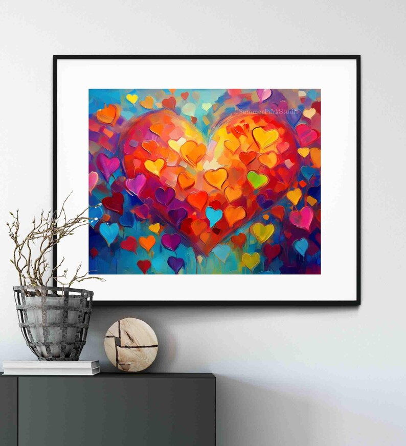 Colorful Rainbow Heart Wall Art: Colorful Hearts Paper or Canvas - Etsy
