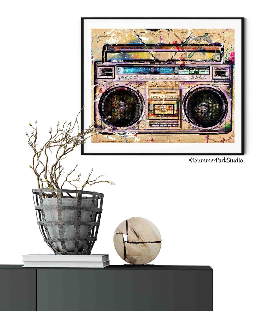 Boombox Wall Art Graffiti Art Print Contemporary Decor Music Art Decor ...