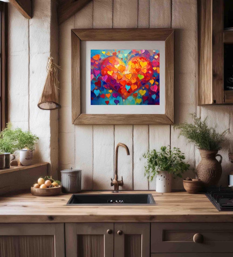 Colorful Rainbow Heart Wall Art: Colorful Hearts Paper or Canvas - Etsy