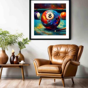 Eight Ball Billiard Ball Art Pool Table Room Décor Billiard Player Gift ...