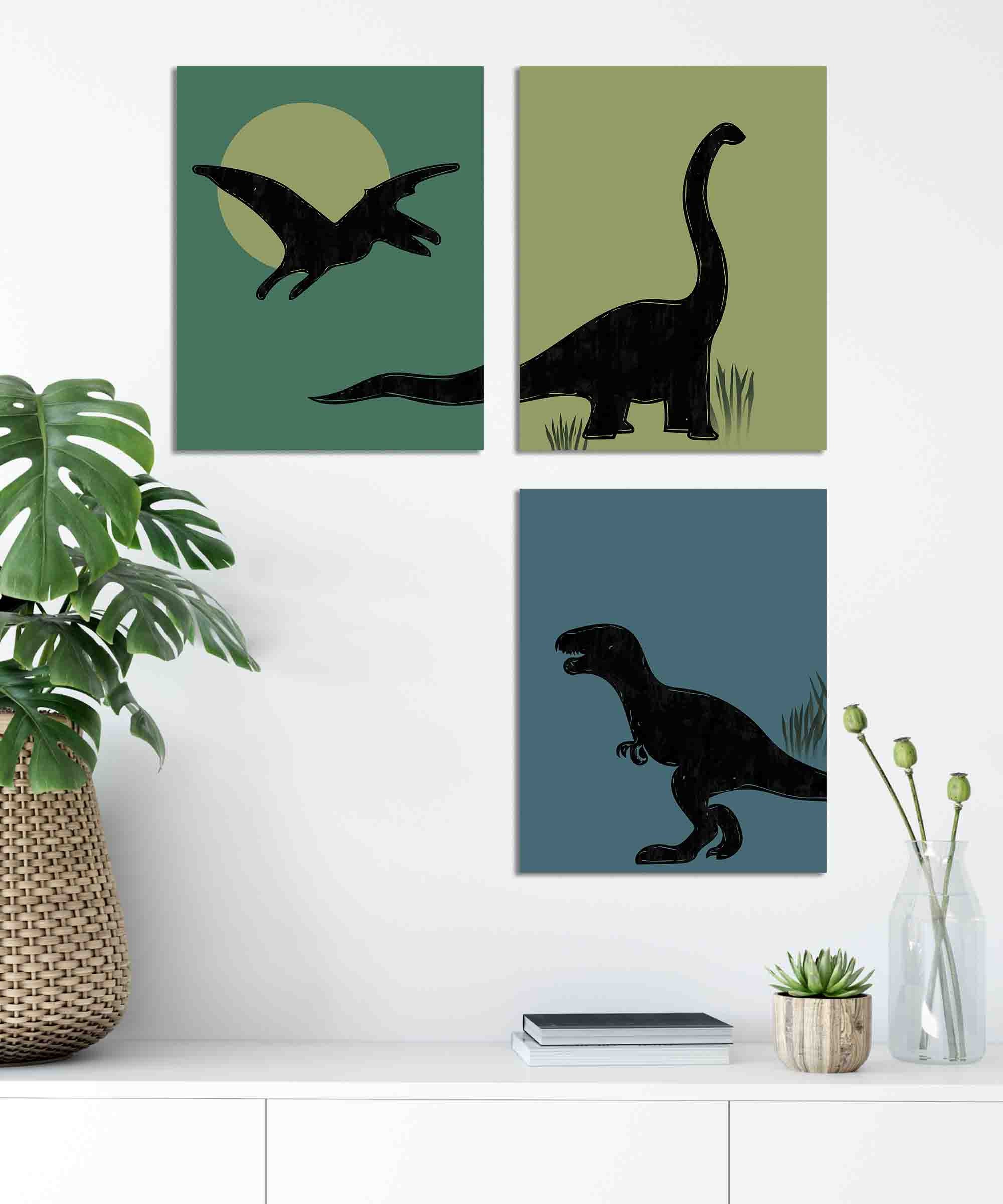 Set of 3 Dinosaur Printable Art Digital Download Dinosaur - Etsy