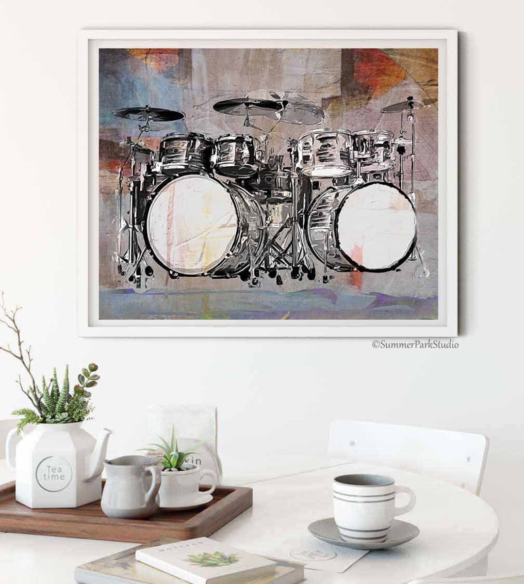 Drum Set Wall Art, Drums Art Prints, Drums on Canvas, Drum Posters, Drum Set, Drummer Gift ...