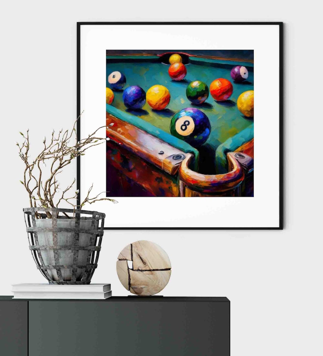Eight Ball Billiards Art Print: Pool Table Room Decor, Billiard Player ...