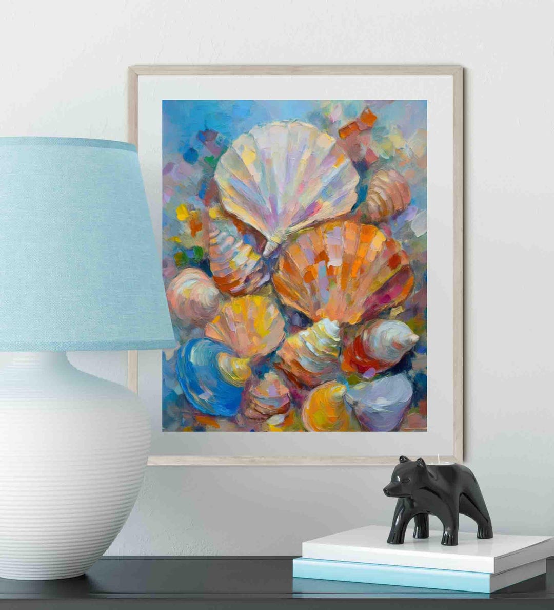 Seashell Art for Ocean Bathroom Seashells Print Trendy Coastal Wall ...