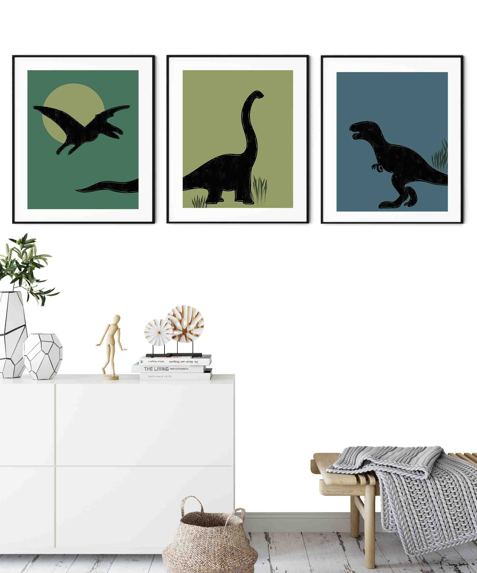 Set of 3 Dinosaur Printable Art Digital Download Dinosaur - Etsy