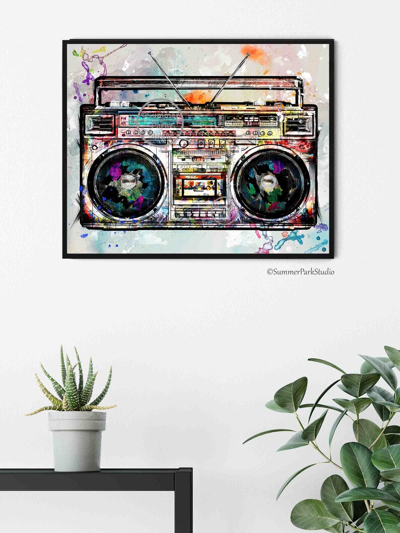 Graffiti Wall Art Large Boombox Radio Music Art Dancer Wall Art ...