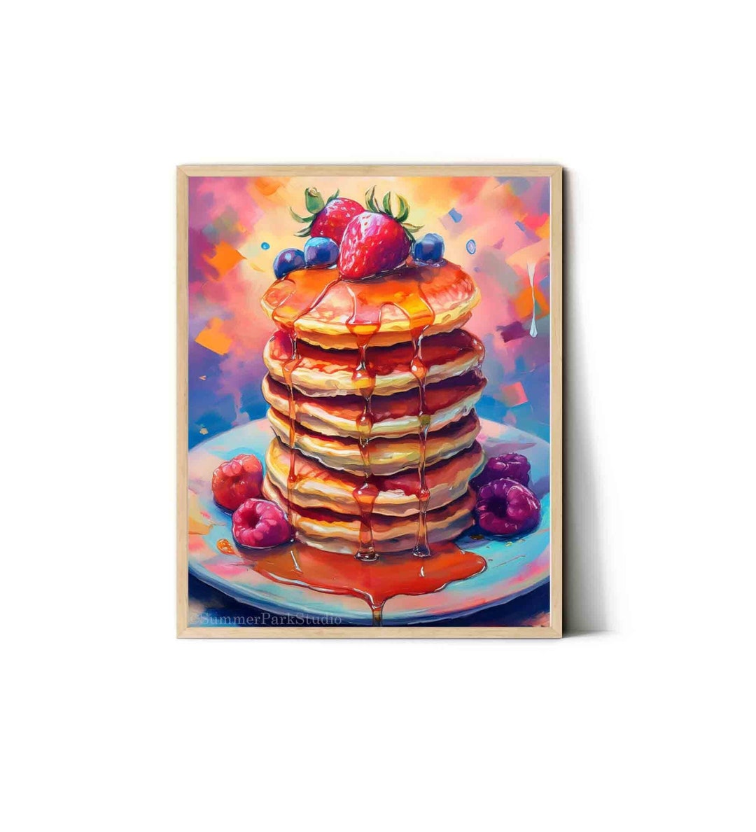 Pancakes Print: Colorful Kitchen Wall Art, Breakfast Diner Decor ...