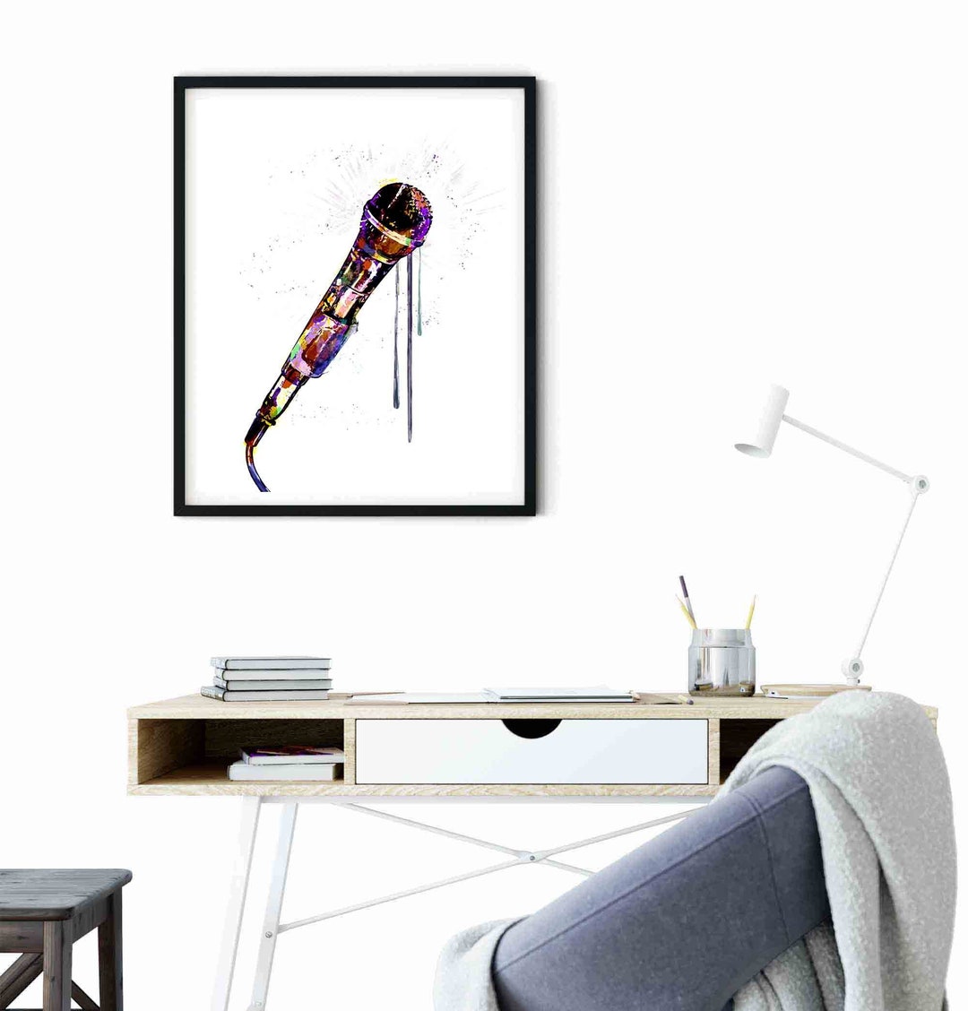 Microphone Art Print for Singer Wall Art Music Prints Voice Coach Vocal ...
