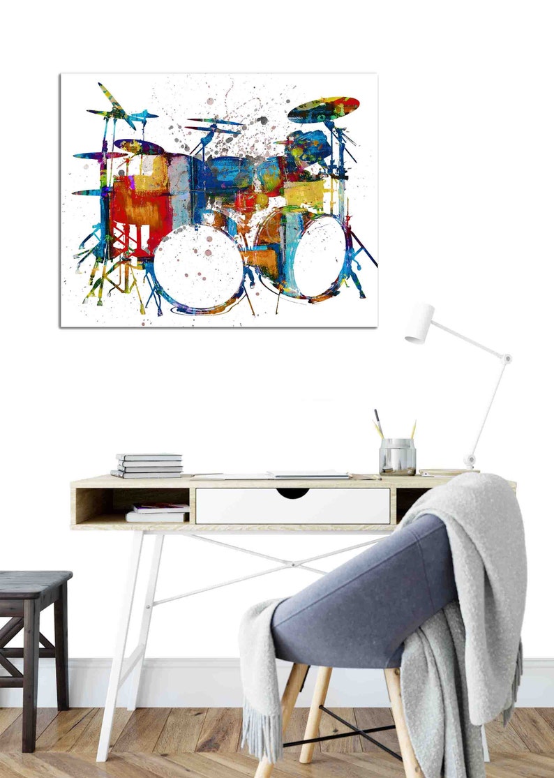 Drum Wall Art Paper Print or Ready to Hang Canvas Art Drums Art Gift ...