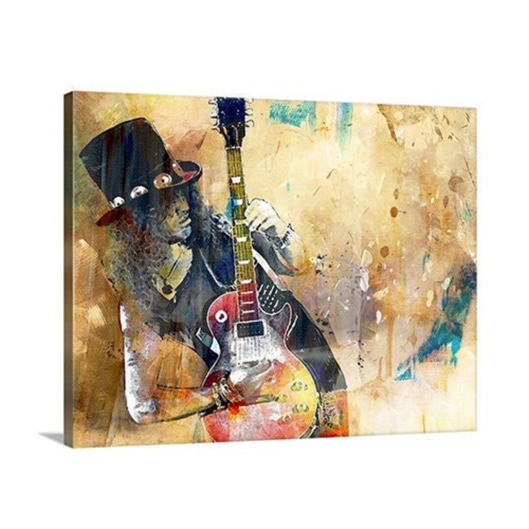 Slash GNR Guitar Player Wall Art, Canvas Print, GNR Art, Slash Ready to ...