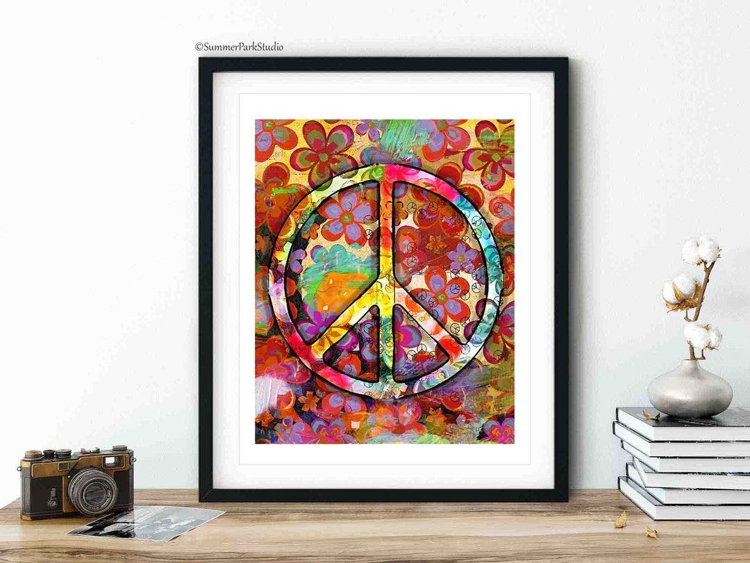 Peace Sign Hippie Tie Dye Style Wall Art Paper Prints and Ready to Hang ...