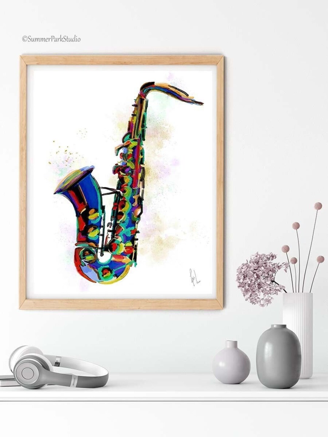 Saxophone Wall Art Print of Sax Musical Instrument Art for Music Room Sax Player Gift Jazz ...