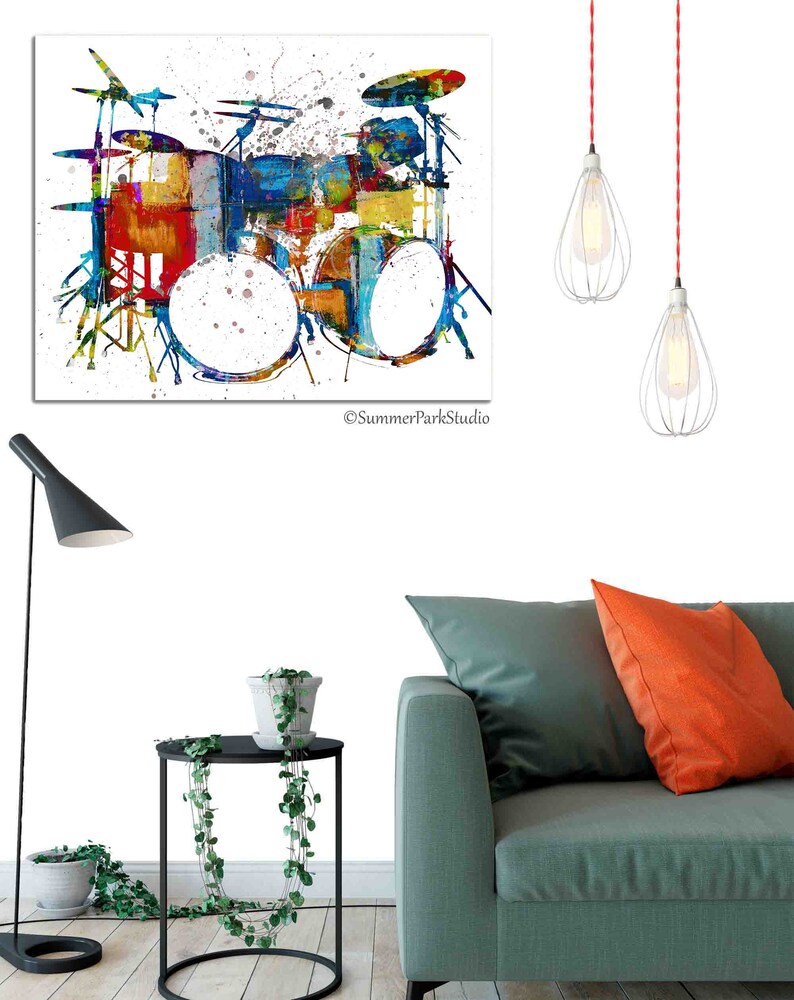 Drum Wall Art Paper Print or Ready to Hang Canvas Art Drums Art Gift ...