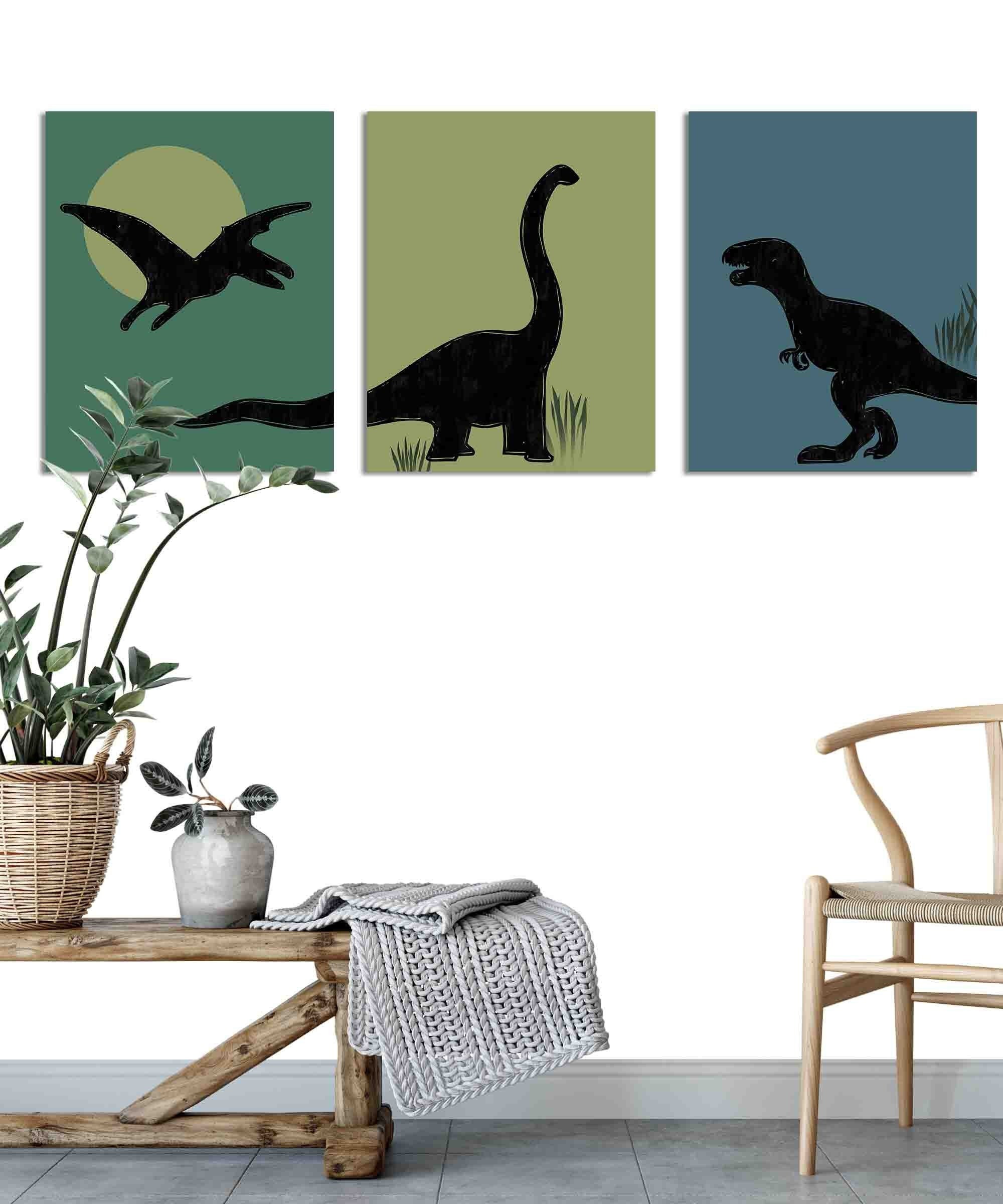 Set of 3 Dinosaur Printable Art Digital Download Dinosaur - Etsy