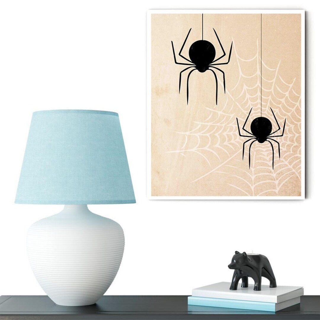 Spiders on Vintage Style Paper Background With Spider Web - Etsy
