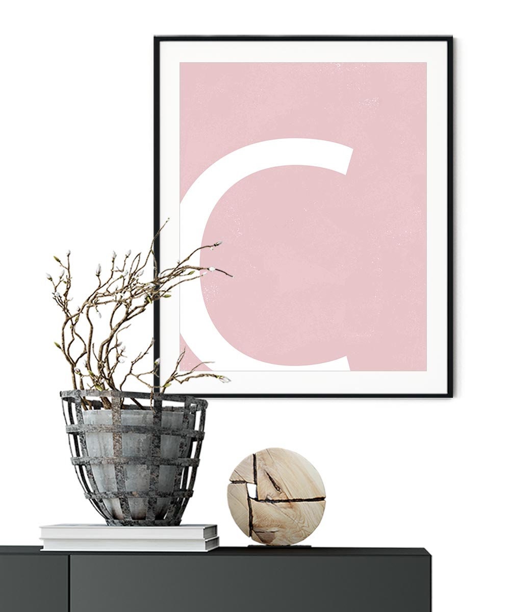Letra C Arte inicial Letra mayúscula C Impresión Blush Pink - Etsy México