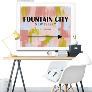 Custom Location Wall Art Printable Location Sign City State Preppy Dorm ...