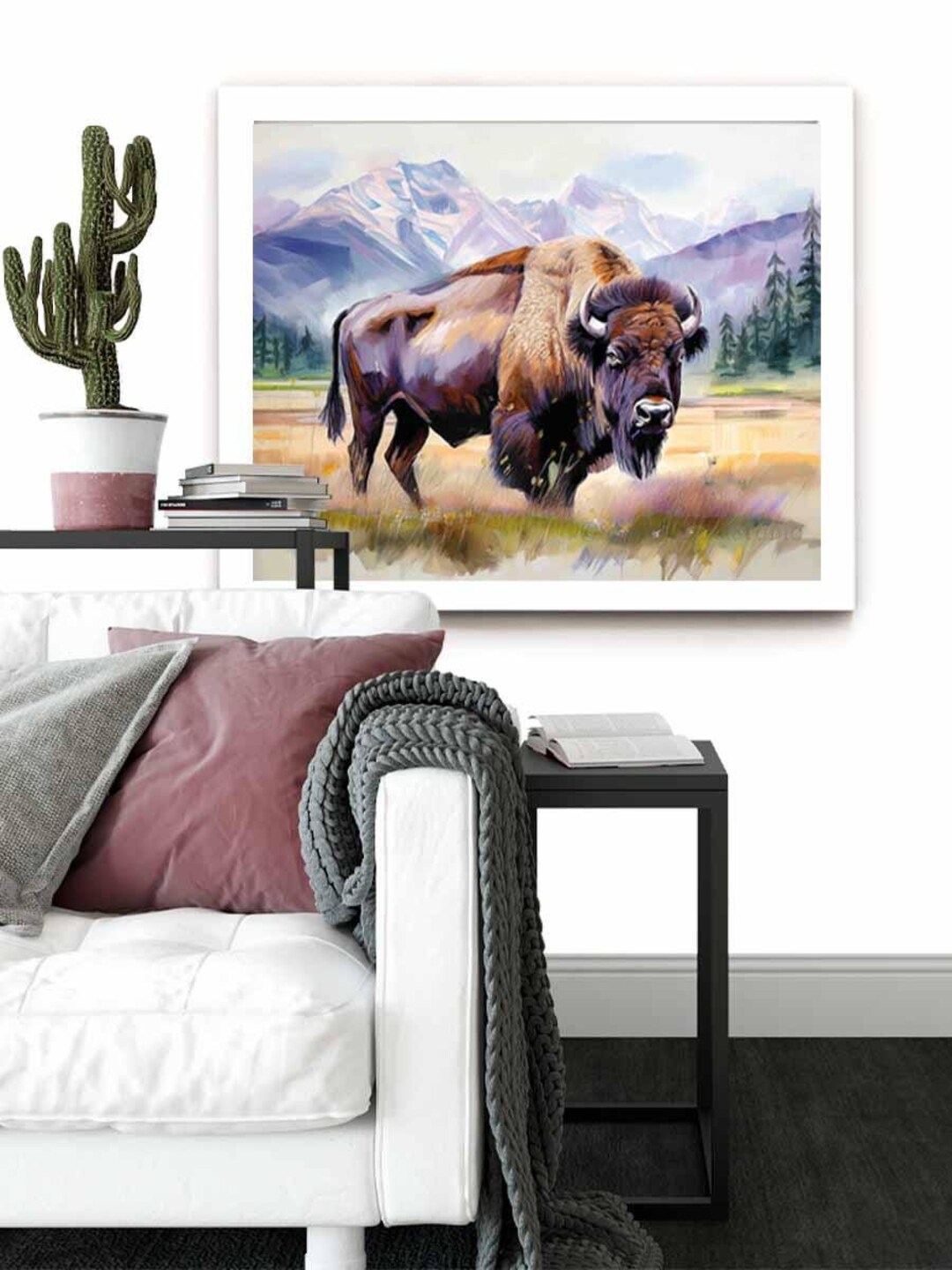 Bison Artwork Buffalo Portrait American Buffalo Bison Fine Art Poster ...