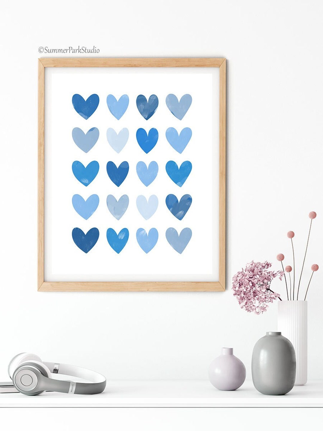 Abstract Blue Hearts Printable Wall Art, Trendy Y2K Digital Download - Etsy