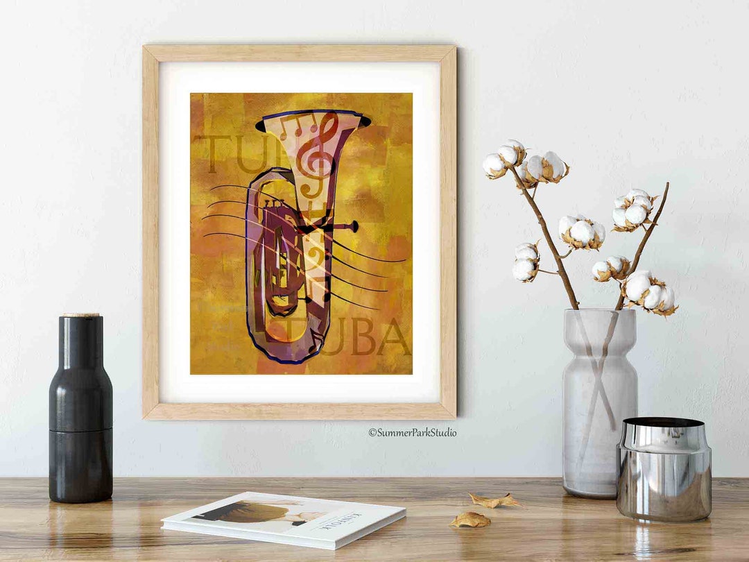 Musical Instrument Tuba Wall Art for Tuba Player Art Jazz Music Wall ...