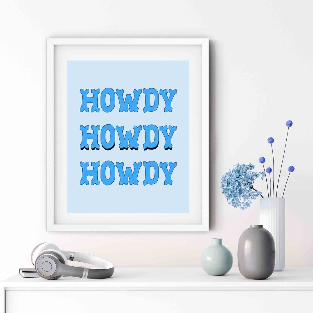 Howdy Preppy Western Print Rodeo Blue Coastal Preppy Western Decor ...