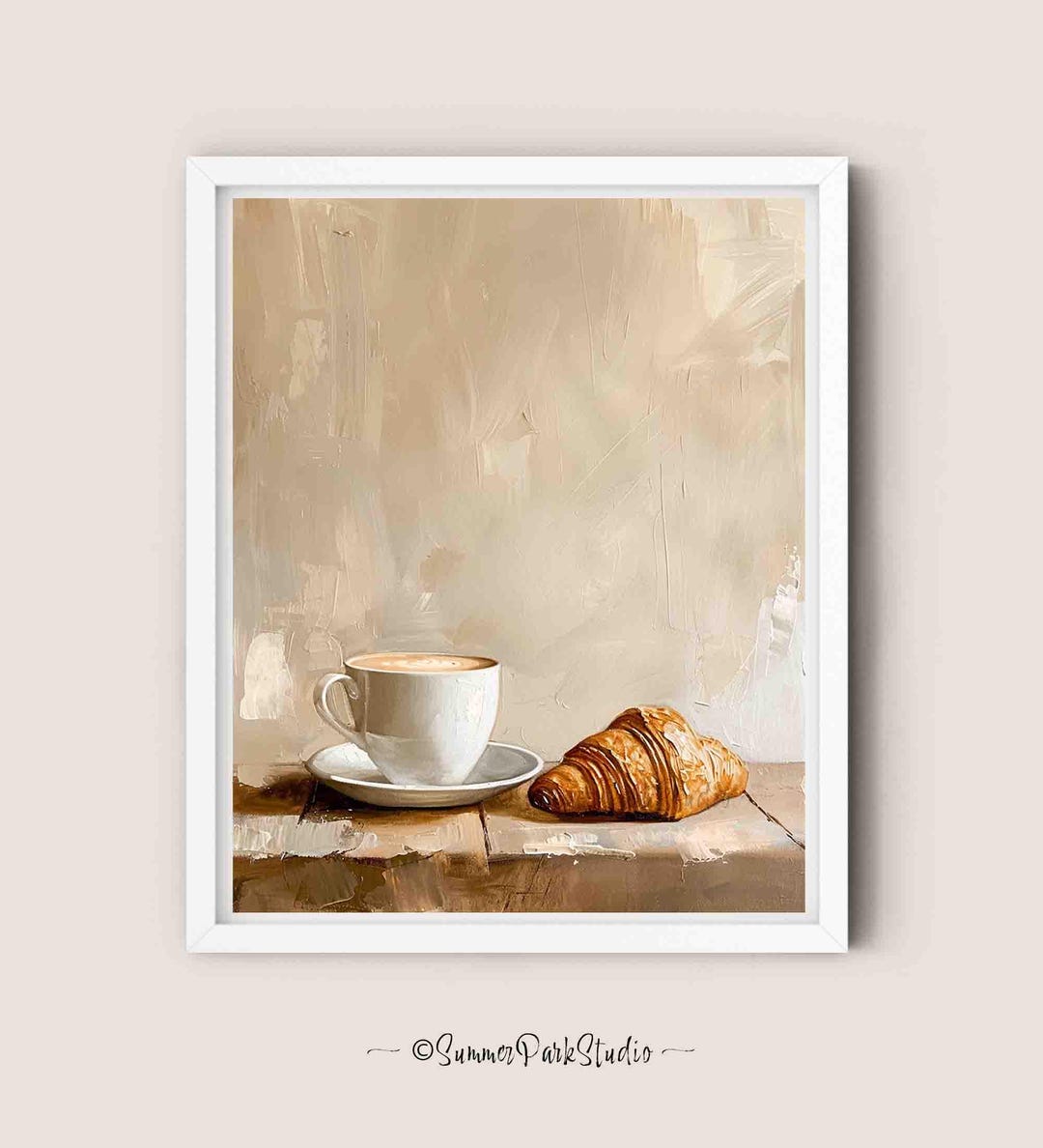 Coffee and Croissant Art Print - Kitchen Wall Decor (paper or Canvas ...